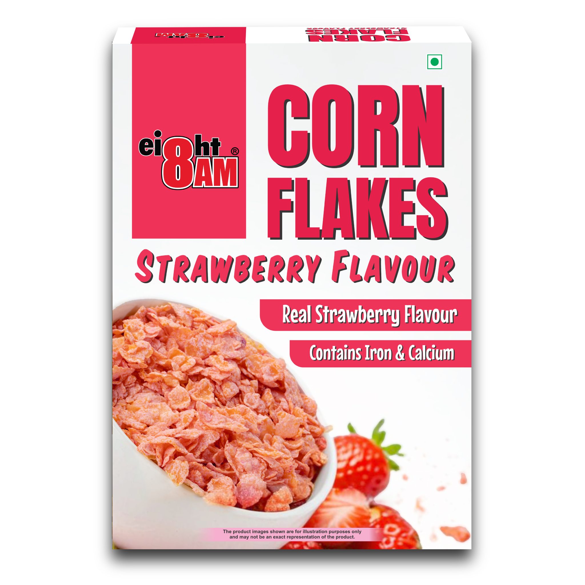 8AM Corn Flakes Strawberry Flavour, 300g - 8am Fit